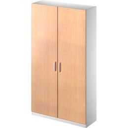 Sch&auml;fer Shop Sch&auml;fer Shop Genius Akten-/Garderobenschrank TETRIS SOLID, B 1200 mm, 5 OH, abschlie&szlig;bar, Buche-Dekor/wei&szlig;alu