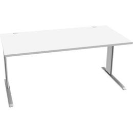 Sch&auml;fer Shop Sch&auml;fer Shop Pure Schreibtisch PLANOVA BASIC, Rechteck, C-Fu&szlig;, B 1600 x T 800 x H 717 mm, wei&szlig;/wei&szlig;aluminium + Kabelkanal