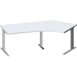 Sch&auml;fer Shop Sch&auml;fer Shop Pure Winkelschreibtisch PLANOVA BASIC, 135&deg; Winkel rechts, C-Fu&szlig;, B 2165 x T 800/800 x H 717 mm, lichtgrau/wei&szlig;alu + Kabelkanal