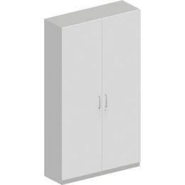 Schäfer Shop Schäfer Shop Genius Garderobenschrank TETRIS SOLID, 6 Ordnerhöhen, 1 Fachboden, Kleiderstange, abschließbar, B 1200 x T 412 x H 2143 mm, weißalu/weiß