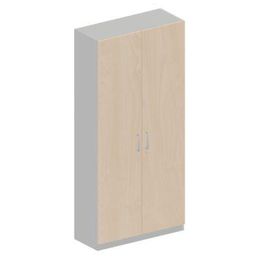 Sch&auml;fer Shop Sch&auml;fer Shop Genius Garderobenschrank TETRIS SOLID, 6 Ordnerh&ouml;hen, 1 Fachboden, Kleiderstange, abschlie&szlig;bar, B 1000 x T 412 x H 2143 mm, wei&szlig;alu/Ahorn
