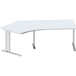 Sch&auml;fer Shop Sch&auml;fer Shop Pure Winkelschreibtisch PLANOVA BASIC, 135&deg; Winkel links, C-Fu&szlig;, B 2165 x T 800/800 x H 717 mm, lichtgrau/wei&szlig;alu + Kabelkanal