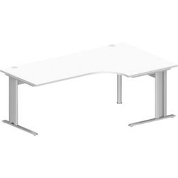 Sch&auml;fer Shop Sch&auml;fer Shop Pure Winkelschreibtisch PLANOVA BASIC, 90&deg; Winkel rechts, C-Fu&szlig;, B 2000 x T 1200/800 x H 717 mm, wei&szlig;/wei&szlig;alu + Kabelkanal
