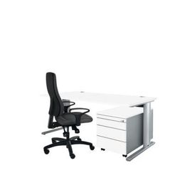 Sch&auml;fer Shop Sch&auml;fer Shop Pure Planova Basic Schreibtisch und Rollcontainer 1233, wei&szlig;/wei&szlig;alu