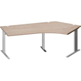 Sch&auml;fer Shop Sch&auml;fer Shop Pure Winkelschreibtisch PLANOVA BASIC, 135&deg; Winkel rechts, C-Fu&szlig;, B 2165 x T 800/800 x H 717 mm, Eiche/wei&szlig;alu + Kabelkanal