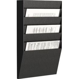 PAPERFLOW Prospekt-Wandhalter A4 quer 6 F&auml;cher, schwarz