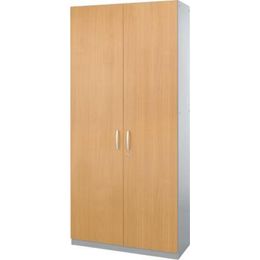 Sch&auml;fer Shop Sch&auml;fer Shop Genius Fl&uuml;gelt&uuml;renschrank TETRIS SOLID, Stahlkorpus, 5 OH, B 1200 mm, abschlie&szlig;bar, Buche-Dekor/wei&szlig;alu