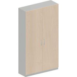 Sch&auml;fer Shop Sch&auml;fer Shop Genius Garderobenschrank TETRIS SOLID, 6 Ordnerh&ouml;hen, 1 Fachboden, Kleiderstange, abschlie&szlig;bar, B 1200 x T 412 x H 2143 mm, wei&szlig;alu/Ahorn