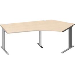 Sch&auml;fer Shop Sch&auml;fer Shop Pure Winkelschreibtisch PLANOVA BASIC, 135&deg; Winkel rechts, C-Fu&szlig;, B 2165 x T 800/800 x H 717 mm, Ahorn/wei&szlig;alu + Kabelkanal