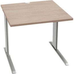 Sch&auml;fer Shop Sch&auml;fer Shop Pure Schreibtisch PLANOVA BASIC, Rechteck, C-Fu&szlig;, B 800 x T 800 x H 717 mm, Eiche/wei&szlig;aluminium + Kabelkanal