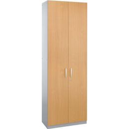 Sch&auml;fer Shop Sch&auml;fer Shop Genius Fl&uuml;gelt&uuml;renschrank TETRIS SOLID, Stahlkorpus, 6 OH, B 800 mm, abschlie&szlig;bar, Buche-Dekor/wei&szlig;alu