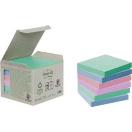 Post-it&reg; Haftnotizen, Recycling-Papier, 76 mm x 76 mm, 6 x 100 Blatt, farbig