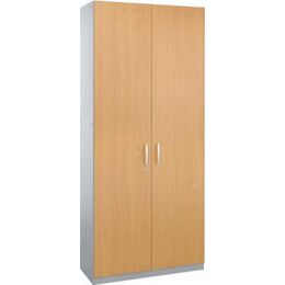 Sch&auml;fer Shop Sch&auml;fer Shop Genius Fl&uuml;gelt&uuml;renschrank TETRIS SOLID, Stahlkorpus, 6 OH, B 1000 mm, abschlie&szlig;bar, Buche-Dekor/wei&szlig;alu