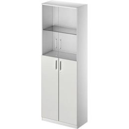 Sch&auml;fer Shop Sch&auml;fer Shop Genius Kombischrank TETRIS SOLID, 6 OH, Glas- und Fl&uuml;gelt&uuml;ren, B 800 mm, abschlie&szlig;bar, Glas/lichtgrau/wei&szlig;alu