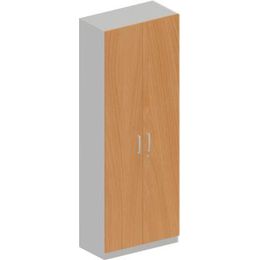 Sch&auml;fer Shop Sch&auml;fer Shop Genius Garderobenschrank TETRIS SOLID, 6 Ordnerh&ouml;hen, 1 Fachboden, Kleiderstange, abschlie&szlig;bar, B 800 x T 412 x H 2143 mm, wei&szlig;alu/Buche