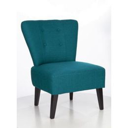 meet by Paperflow Lounge Sessel BRIGHTON Stoffbezug, Vintage-Steppung, Massivholzbeine Buche schwarz lackiert, blau