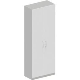 Schäfer Shop Schäfer Shop Genius Garderobenschrank TETRIS SOLID, 6 Ordnerhöhen, 1 Fachboden, Kleiderstange, abschließbar, B 800 x T 412 x H 2143 mm, weißalu/weiß