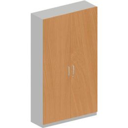 Sch&auml;fer Shop Sch&auml;fer Shop Genius Garderobenschrank TETRIS SOLID, 6 Ordnerh&ouml;hen, 1 Fachboden, Kleiderstange, abschlie&szlig;bar, B 1200 x T 412 x H 2143 mm, wei&szlig;alu/Buche