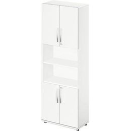 Schäfer Shop Schäfer Shop Select Kombischrank LOGIN, oben und unten 2 Ordnerhöhen mit Tür, Mitte Regal, B 800 x T 420 x H 2240 mm, weiß/weiß