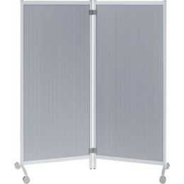PAPERFLOW Mobile Trennwand, desinfektionsmittelbest&auml;ndig, 2 Elemente, aluminiumfarben