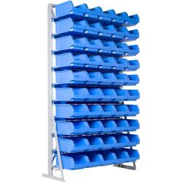 St&auml;nderregal, 1-seitig best&uuml;ckbar, 10 Reihen, inkl. 50 x Sichtlagerk&auml;sten SSI Sch&auml;fer Serie PROFI LF 321, B 1145 x T 400 x H 1950 mm, Stahl, anthrazitgrau RAL 7016