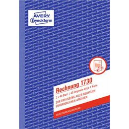 Rechnung Avery Zweckform 1730, Format A5, 1 Buch mit 2 x 40 Blatt, FSC®-Papier, weiß/gelb