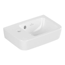 Villeroy & Boch Villeroy und Boch O.novo Handwaschbecken 43423601 36x25cm, eckig, Becken rechts, mit Hahnloch, mit &Uuml;berlauf, wei&szlig;