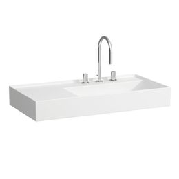 Laufen Kartell Waschtisch 8103390001581, 90x46cm, weiß, Ablage links, 3 Hahnlöcher, Saphirkeramik