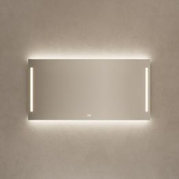 Kronenbach Sun Badspiegel 140 x 70 cm mit LED Seiten- und Hintergrundbeleuchtung für stilvolles Badezimmer-Ambiente