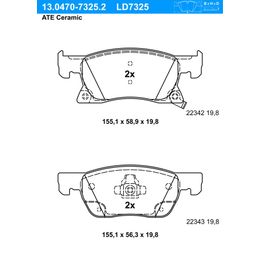 ATE Bremsbelagsatz, Scheibenbremse Ceramic 13.0470-7325.2 vorne rechts links f&uuml;r VAUXHALL OPEL 13478300 39103797