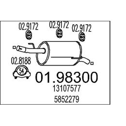 MTS MARKENTECHNIKSERVICEGMBH & CO. KG MTS Endschalld&auml;mpfer 01.98300 f&uuml;r OPEL 5852279 13107577
