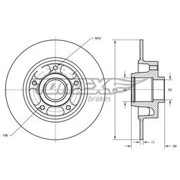 TOMEX BRAKES Bremsscheibe TX 73-591 hinten rechts links voll 275mm f&uuml;r RENAULT MERCEDES-BENZ 8200381148 4154204300 4154210100