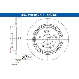 ATE Bremsscheibe 24011004271 voll 284mm 10mm f&uuml;r KIA