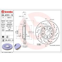 Brembo Bremsensatz-Vorn und hinten Bremsensatz, Scheibenbremse vorne rechts links Gelocht 281mm f&uuml;r ALFA ROMEO JEEP FIAT CHRYSLER (GAC FCA) K68346917A