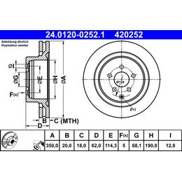 ATE Bremsscheibe hinten rechts links bel&uuml;ftet 350,0mm f&uuml;r INFINITI 43206-1CA0A 24.0120-0252.1