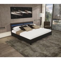 Home Deluxe LED Bett Nube mit Schubladen 200x200cm - versch. Ausf&uuml;hrungen - mit Matratze - Schwarz