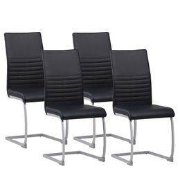 ALBATROS Freischwinger St&uuml;hle 4er Set MURANO, Schwarz - Esszimmerstuhl Schwingstuhl, modernes Design, Kunstleder-Bezug, dicke Polsterung-K&uuml;chenstuhl, Polsterstuhl, Stuhl Esszimmer Esstisch