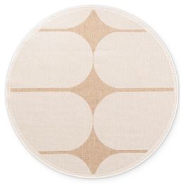 NYVI Teppich Duet - Wetterfest UV-best&auml;ndig F&uuml;r Innen und Au&szlig;en Gr&ouml;&szlig;e:&Oslash; 160 cm;Farbe:Jute Wei&szlig; Gebogen