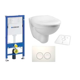 Vitra WC Set Renovierung, inkl. Geberit Duofix Vorwandelement, WC mit WC-Sitz, Delta Bet&auml;tigungsplatte