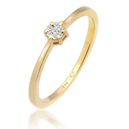 Elli Ringe - Ring Solit�r Verlobung Diamant (0.045 ct.) 585 Gel - Gr. 58 MM - in Gold - f&uuml;r Damen