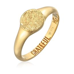 Haze & Glory Ring - Ring Siegelring Rund - Grateful 375 Gelbgold - Gr. 52 MM - in Gold - f&uuml;r Damen