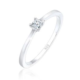 Elli Ringe - Ring Princess Cut Verlobung Diamant 0.1 ct. 925 Si - Gr. 58 MM - in Silber - f&uuml;r Damen