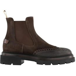 Santoni Stiefel - Suede Ankle Boot - Gr. 10 - in Braun - f&uuml;r Damen