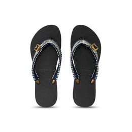 Uzurii Slipper & Pantoletten - Zehentrenner Silver Macrame Switch - Gr. 37,5 (EU) - in Schwarz - f&uuml;r Damen