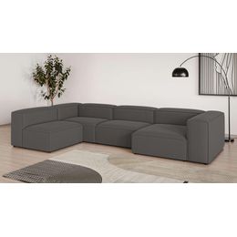 Wohnlandschaft OTTO HOME, B:360cm H:72cm T:200cm, grau, 100% Polyester, Sofas, "HAILY U-Form mit Ottomane links/rechts, Maße B/T/H: 360/200/72 cm",