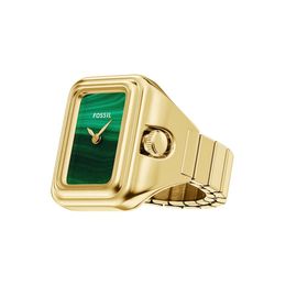 Fossil Ring Damen Gr&ouml;&szlig;e 50/60 gold / dunkelgr&uuml;n / wei&szlig;