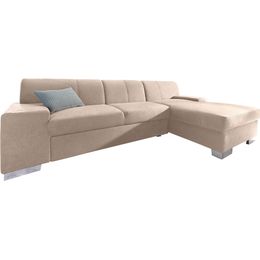 Ecksofa DOMO collection, B:248cm H:74cm T:150cm, beige, Softlux-Kunstleder;Primabelle-Microfaser;Struktur (90% Polyester und 10% Polyacryl),