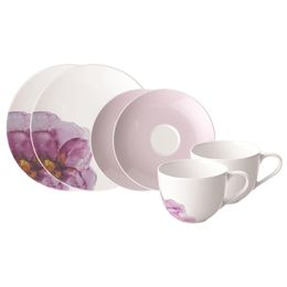 Villeroy & Boch VILLEROY & BOCH Geschirr-Set "Kaffeeset Rose Garden 6er Set weiß-rosa", rosa, Geschirr-Sets