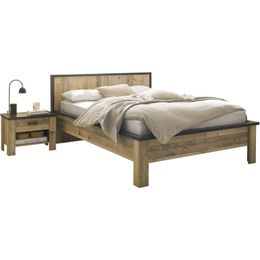 Bettanlage Home Affaire, B:280cm H:93cm T:213cm, braun, Schlafzimmermöbel-Sets, "SHERWOOD", Liegefläche Bett 140x200cm, 2 Nachttische mit jeweils 1