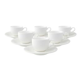 Villeroy & Boch VILLEROY & BOCH Tasse "Espressotassen mit Untertassen New Cottage Basic 50 ml 6er Set weiß", weiß, Trinkgefäße